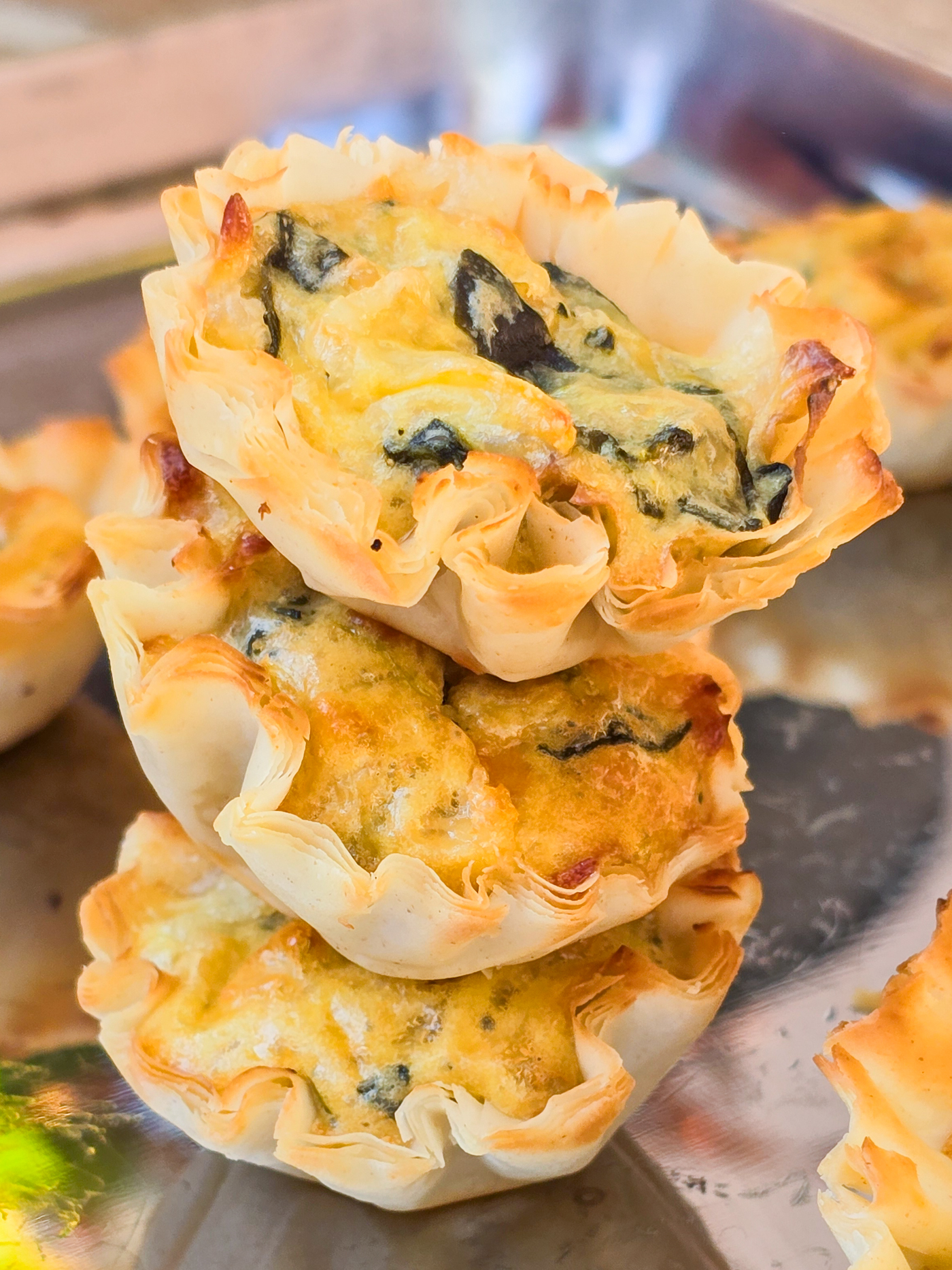 Spinach Artichoke Dip Mini Filo Quiches - Cooking For An Army